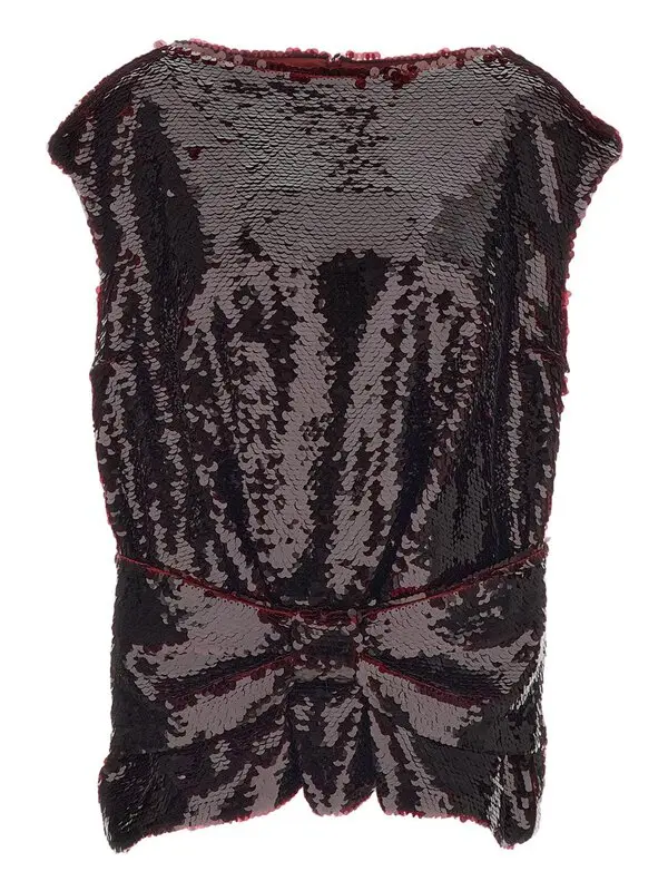 Simone Rocha Sequin Sleeveless Top With Bow Detail - Rosso