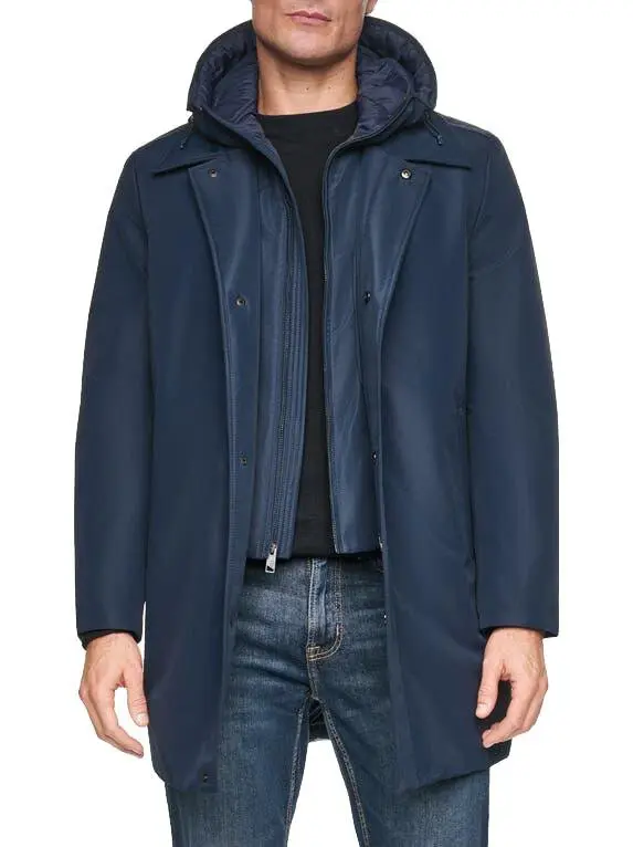 Andrew Marc Hooded Bib Mackintosh Coat - Ink
