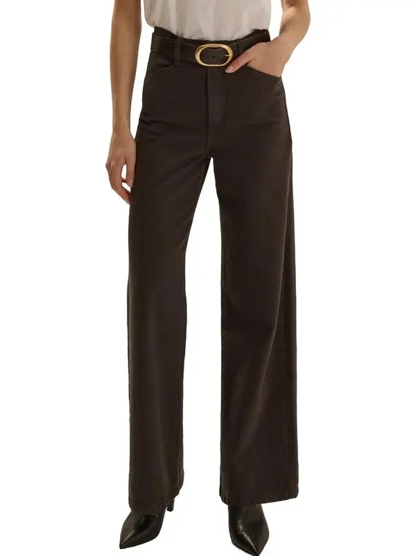 FAVORITE DAUGHTER The Mischa High Waist Wide Leg Ankle Pants - Espresso