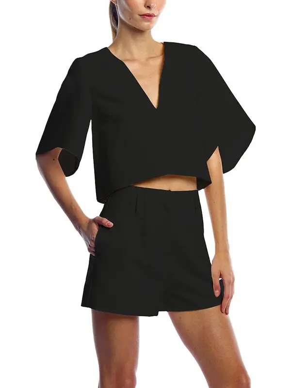 LBLC THE LABEL Amalfi Deep V Blouse - Black
