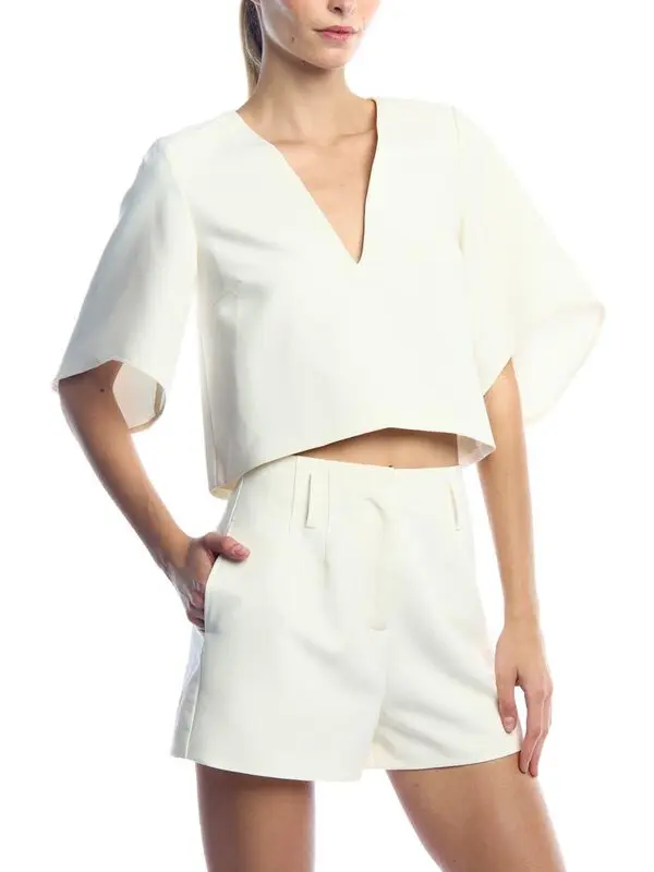 LBLC THE LABEL Amalfi Deep V Blouse - Ivory