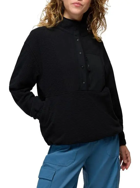 Prana Stretch Zion Fleece Half Snap Pullover - Black