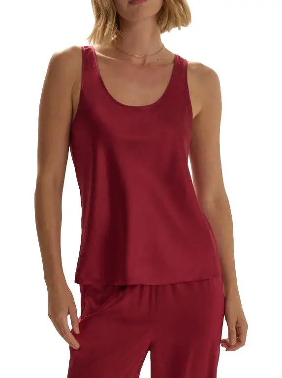 FAVORITE DAUGHTER The Clean Cut Silk Blend Tank - Cranberry