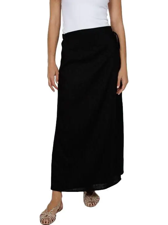LEISURE LAB Marbella Wrap Maxi Skirt - Noir