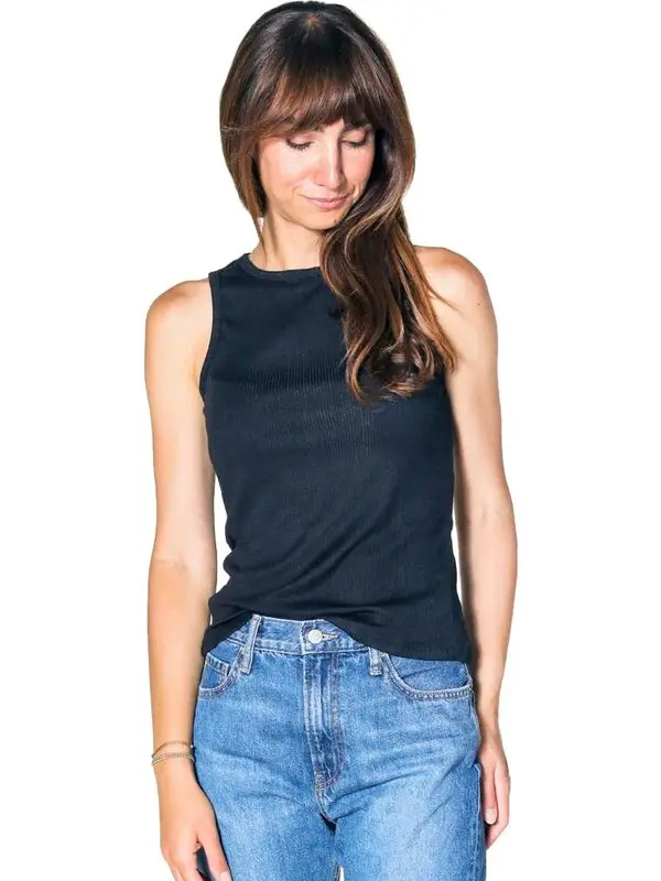 POPLINEN Donna Ribbed Modal Tank - Black