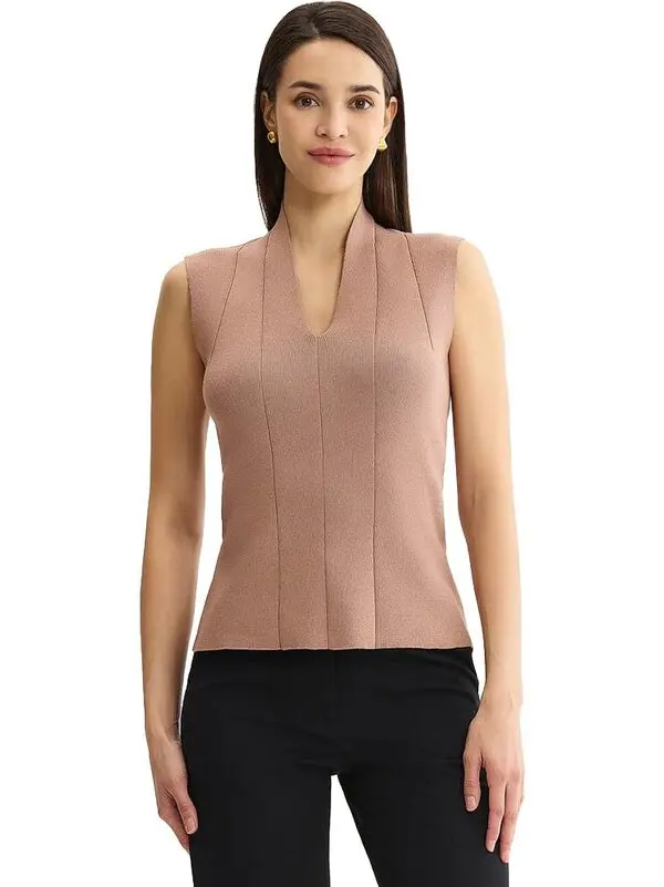 Misook V-neck Princess Seam Knit Tank - Charmeuse