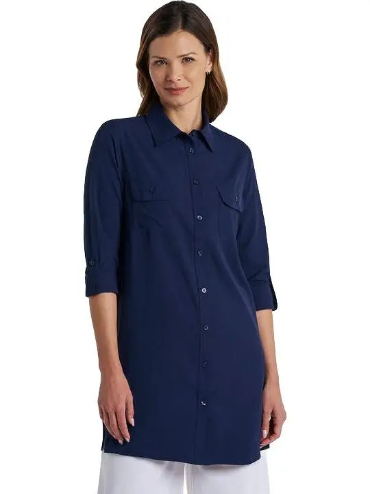 Coolibar Santorini Tunic Long Sleeve Shirt - Navy