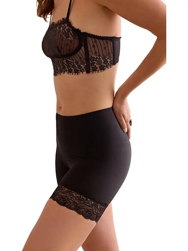 Only Hearts Second Skins Bike Shorts With Scalloped Lace Trim - Black