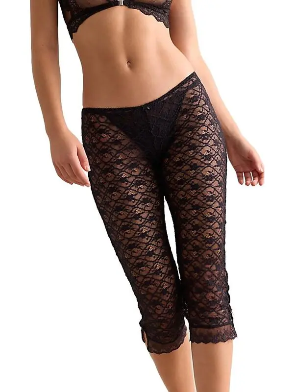 Free People Intimately Lace Capri Leggings - Black