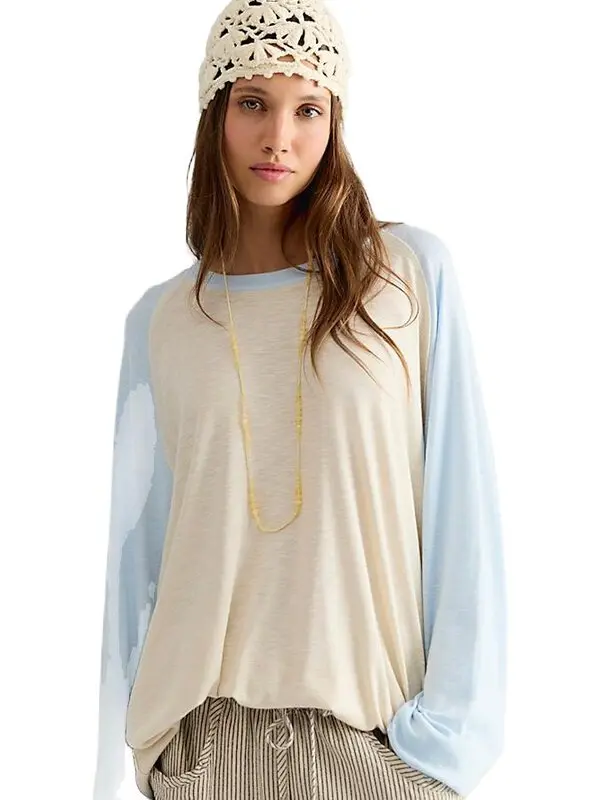 Free People We The Free First Base Long Sleeve Raglan Tee - Tea Combo