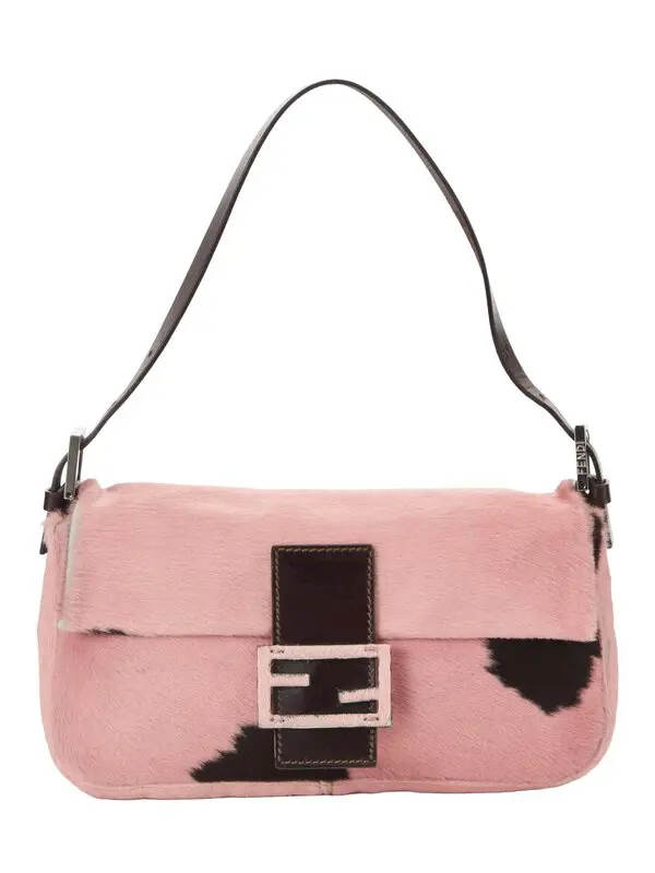 Fendi Brown Pony Hair Baguette Shoulder Bag - Multi