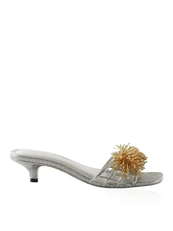 HEAVENLY JELLY Embellished Jelly Mule - Silver