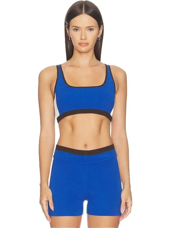 The Upside Montage Rory Scoop Knit Sports Bra In Blue - Lapis