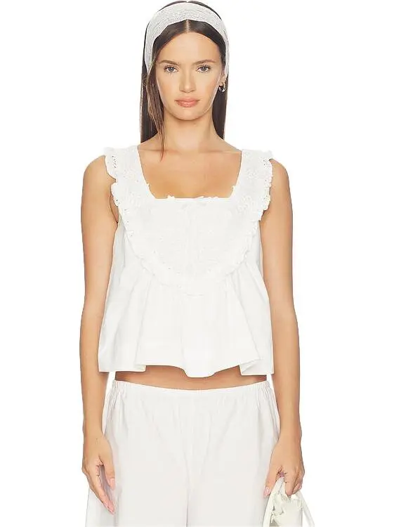 For Love & Lemons Laura Eyelet Top - White