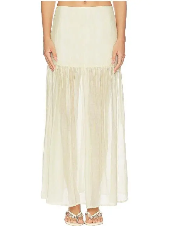 4TH & RECKLESS Saya Semi Sheer Maxi Skirt - Lime