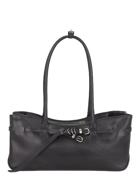 MARGESHERWOOD Grandma Shoulder Bag - Black Pull Up