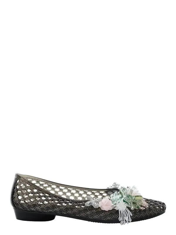 HEAVENLY JELLY Embellished Jelly Ballet Flats - Black