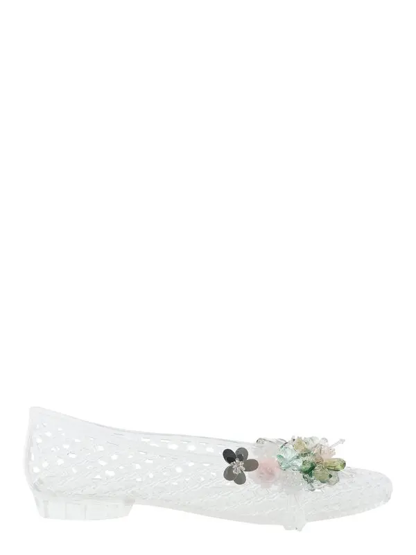 HEAVENLY JELLY Embellished Jelly Ballet Flats - Clear
