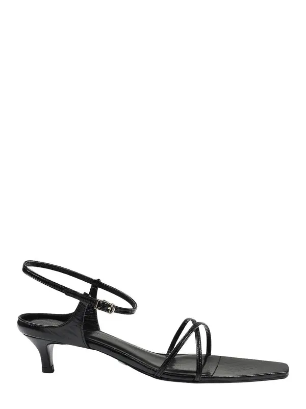 SALONDEJU Vintage Square Cross Strap Sandals - Black
