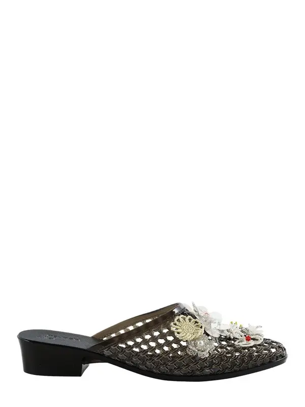 HEAVENLY JELLY Lacey Embellished Mule - Black