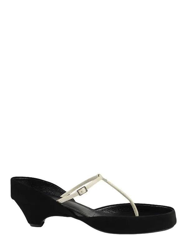 SALONDEJU Frame T-strap Sandals - Ivory
