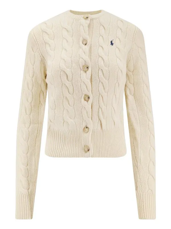 Polo Ralph Lauren Certified Wool And Cashmere Cable Knit Cardigan - White