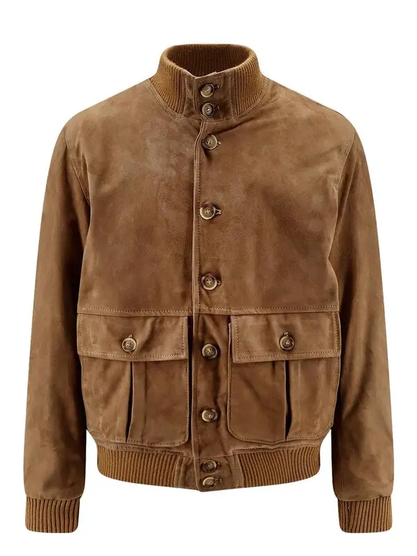 DFOUR Suede Bomber Jacket - Beige