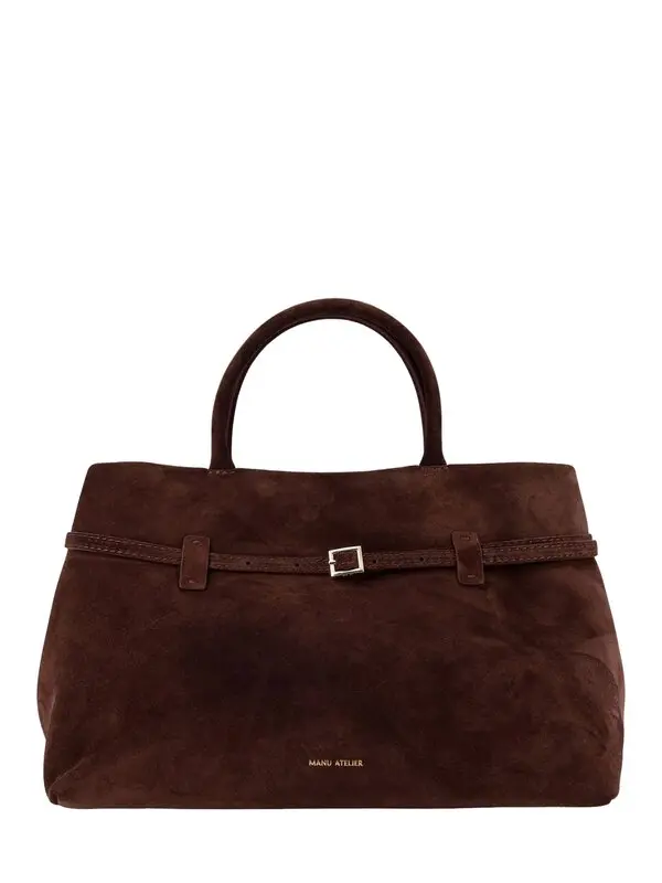 Manu Atelier Le Cambon 35 Suede Handbag - Brown