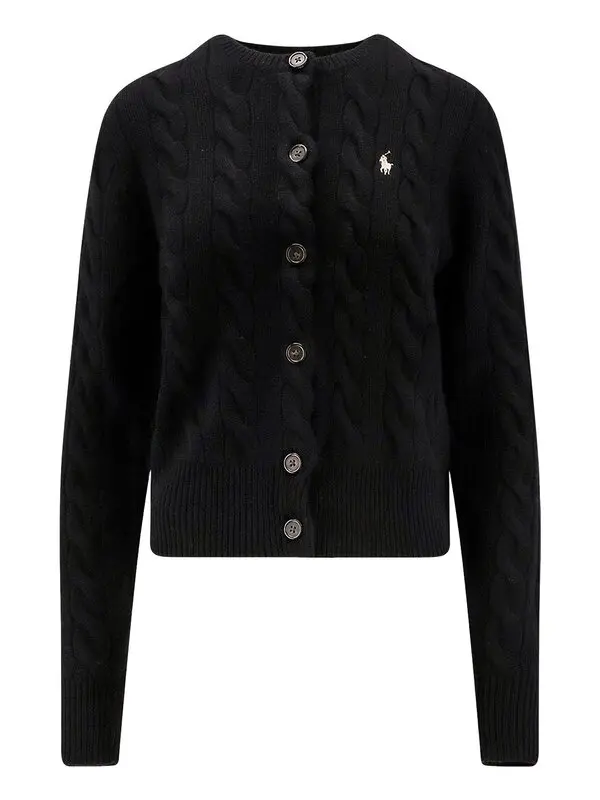 Polo Ralph Lauren Certified Wool And Cashmere Cable Knit Cardigan - Black