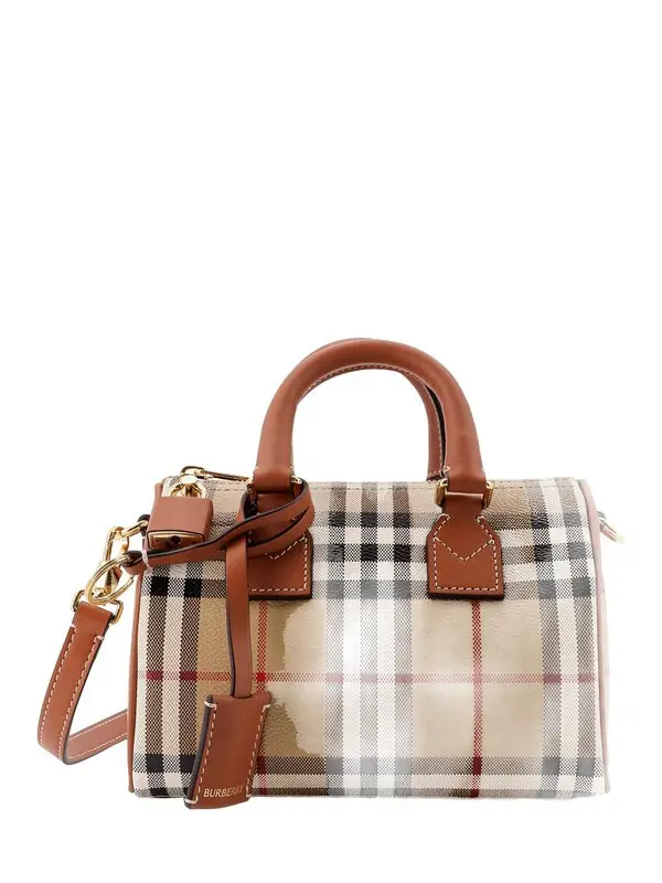 Burberry Coated Canvas Check Pattern Small Bag - Beige