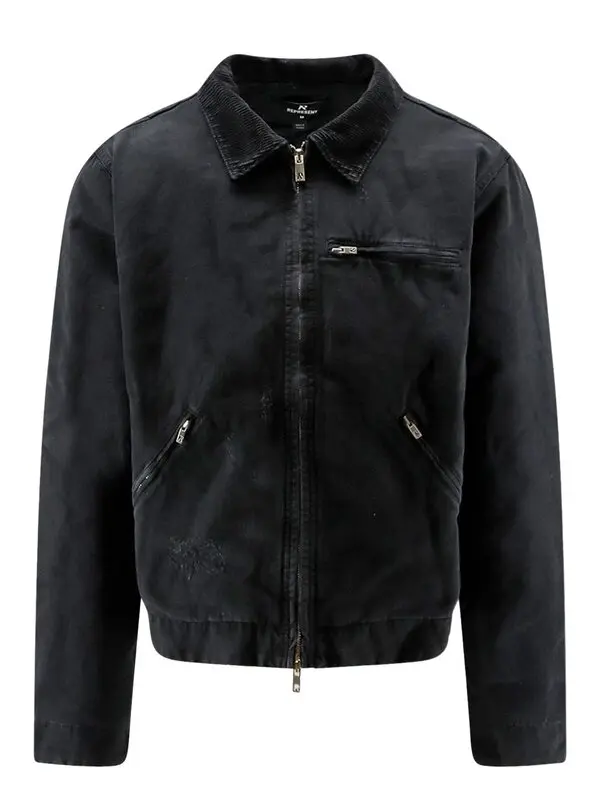 REPRESENT The Work Cotton Jacket With Zip Closure And Monogram Embroidery - Black