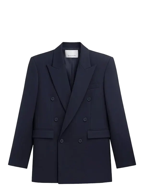 THE FRANKIE SHOP Monterey Double-breasted Wool Blend Blazer - Blue