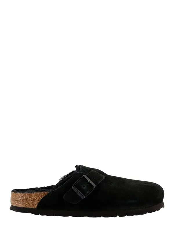 BIRKENSTOCK Suede Shearling Lined Mule - Black