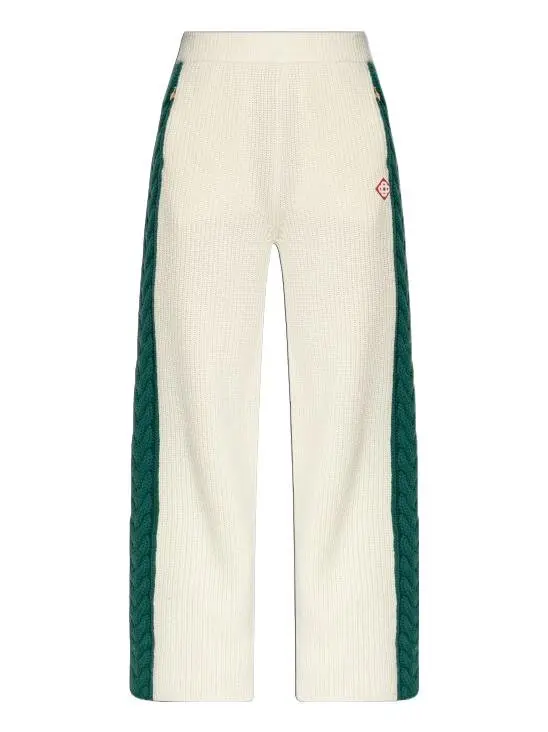Casablanca Straight-leg Cable-knit Trousers - White