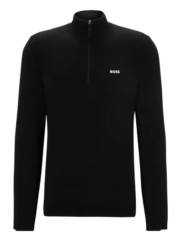 Hugo Boss Half-zip Knitted Jumper - Black
