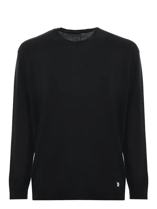 C.P. COMPANY Round Neck Long Sleeve Sweater - Black