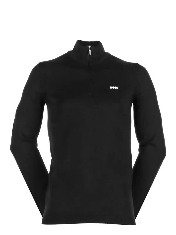 Hugo Boss Half-zip Fine Knit Jumper - Black