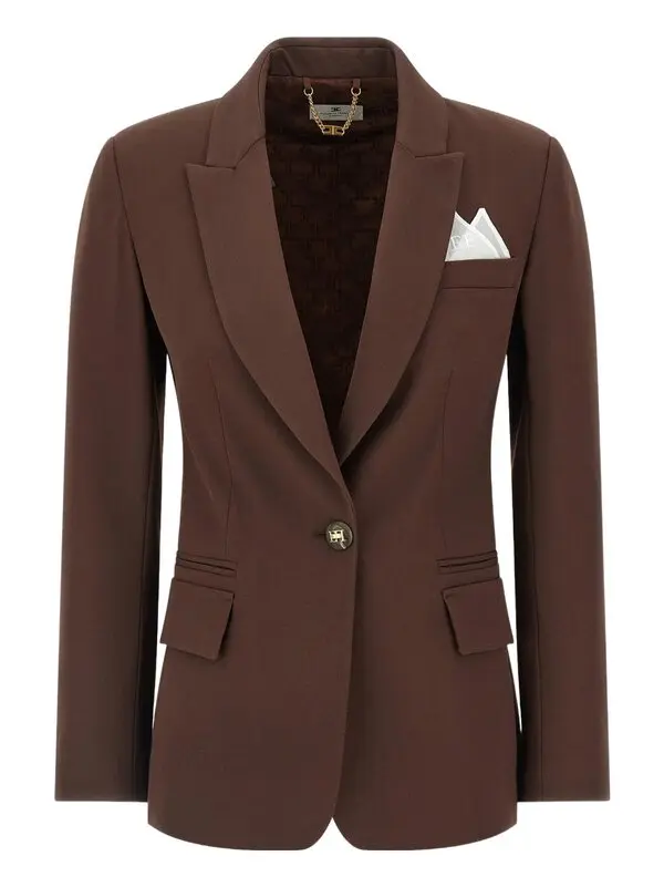 Elisabetta Franchi Single-breasted Blazer With Logo Button Closure - Red