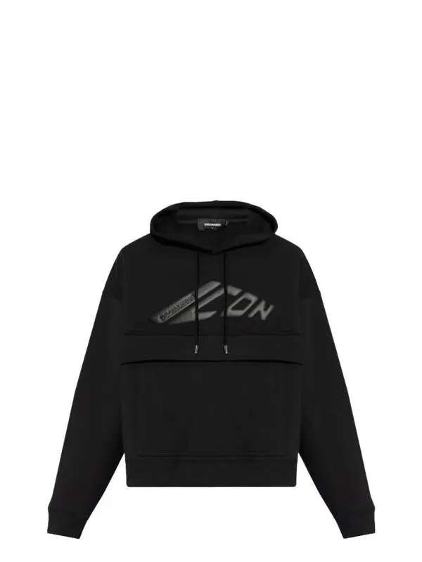 Dsquared2 Logo Detailed Drawstring Hoodie - Black