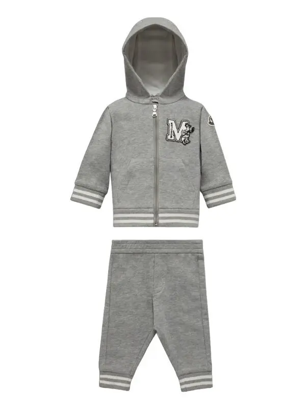 Moncler Full Zip Hoodie And Jogger Set - Gray