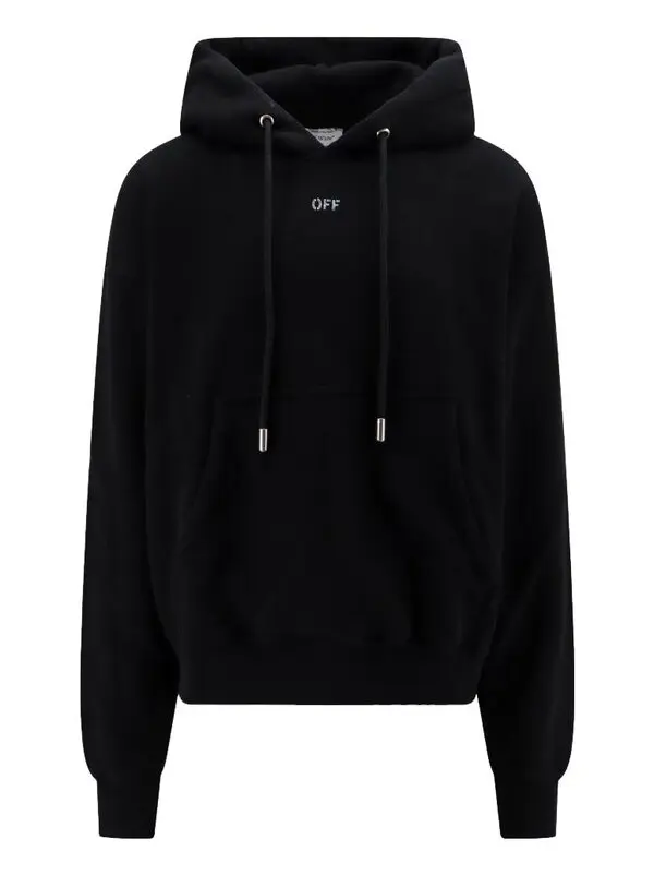 Off-White Logo Printed Drawstring Hoodie - Black