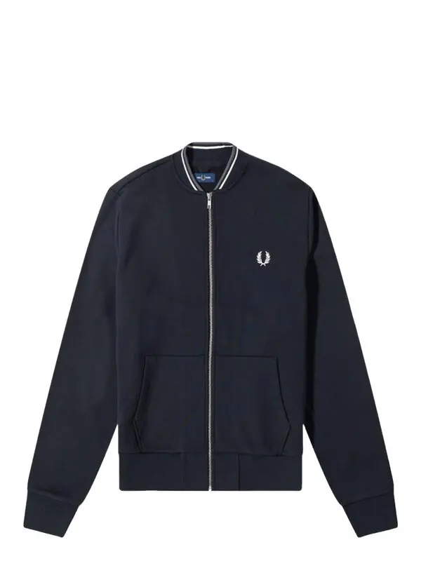 Fred Perry Zip Up Jacket With Embroidered Logo - Black