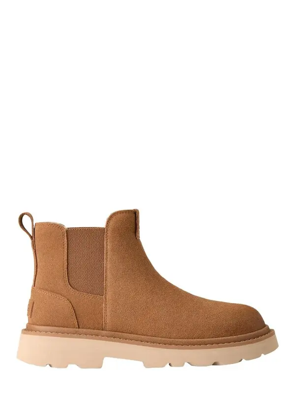 UGG Flat Ankle Boots With Suede Upper And Elastic Side - Maroon