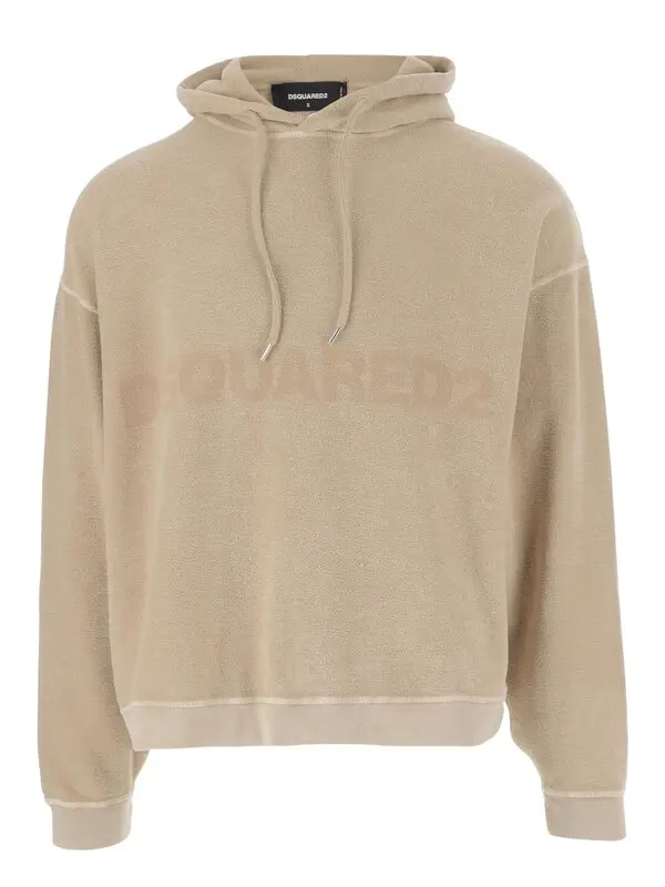 Dsquared2 Logo Hoodie With Drawstring - Nude
