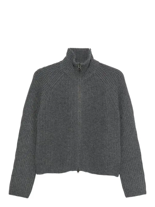 LISA YANG High Neck Zip-up Cardigan - Grey