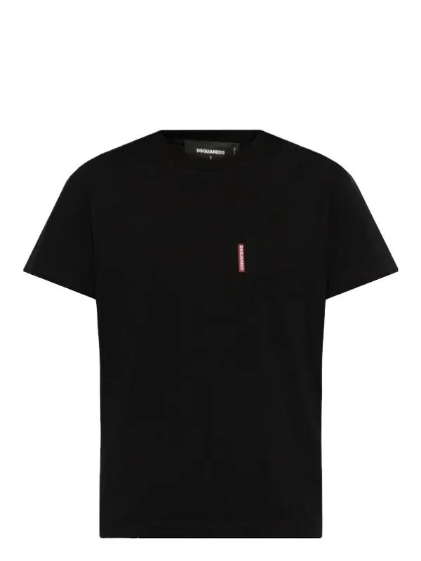 Dsquared2 Crewneck T-shirt With Chest Logo Patch - Black