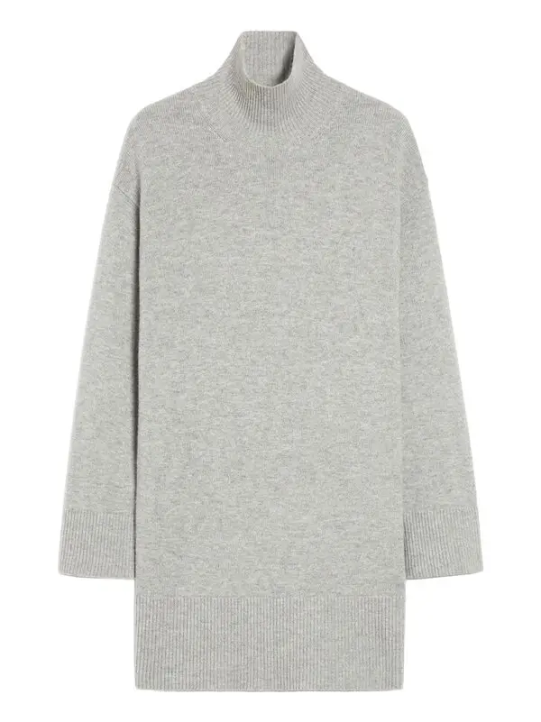 Max Mara Wool And Cashmere Polo-neck Dress - Medium Gray