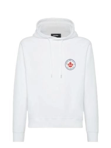 Dsquared2 Cotton Hoodie With Patterned Decoration - White