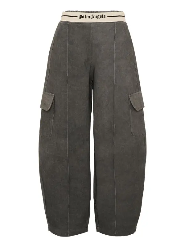 Palm Angels Logo Print Cargo Trousers - Grey
