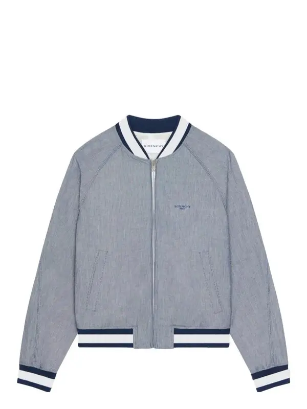 Givenchy Striped Cotton Blouson With Embroidery - White/blue